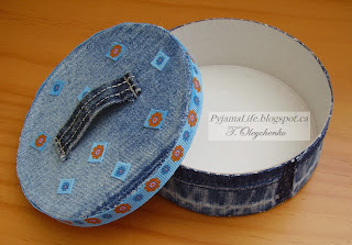 PyjamaLife: How to decorate small round box with denim