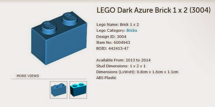 LEGO 6004943 Dark Azure 1x2 BRICKS 1 x 2 (3004) ~ stores.ebay.com ...