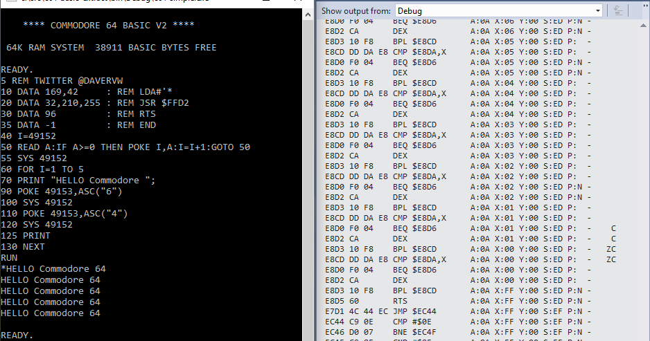 Tech with Dave: 6502 emulator for terminal, Commodore Edition