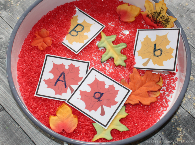 Fall Leaf sensory Bin - Messy Little Monster