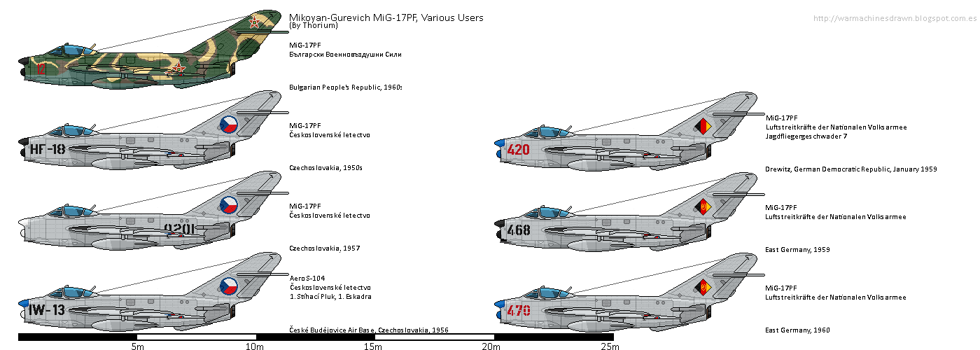 War Machines Drawn: Mikoyan-Gurevich MiG-17PF, part three, European Users 2