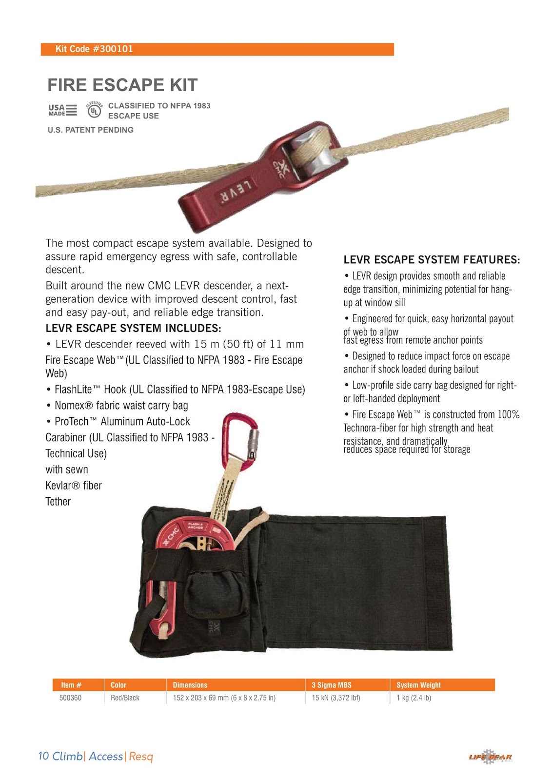 Rescue equipment - Fire escape kit - Lifegear