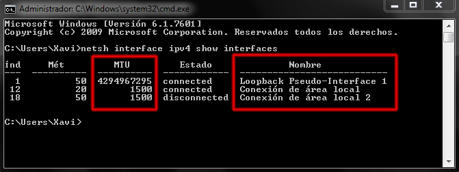 Pantallazos.es: Windows: Ajustar MTU.