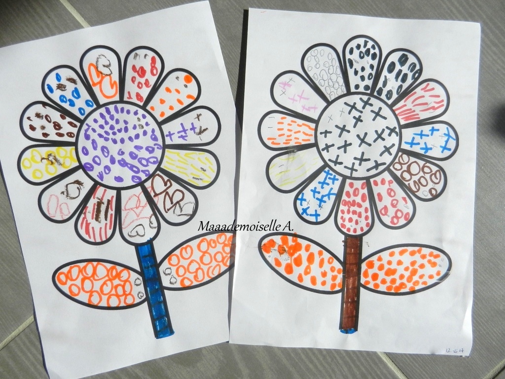 Maaademoiselle A.: || Activité graphique ; Fleurs colorées