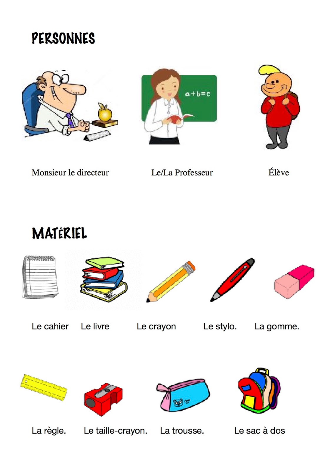 VOCABULAIRE DE CLASSE