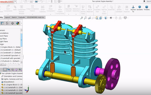 How to make Design of Two Cylinder Engine 3D Modeling animation in ...