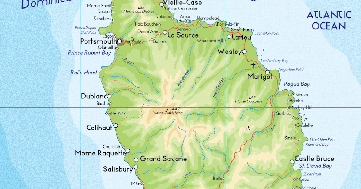 DOMINICA - GEOGRAPHICAL MAPS OF DOMINICA ~ Klima Naturali™