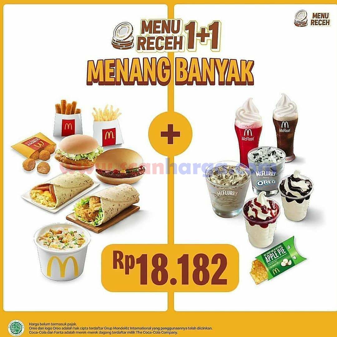 Promo MCDONALDS MENU RECEH 1+1 harga cuma Rp. 18.182 - scanharga