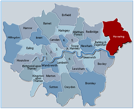 Havering London Map Region | Map of London Political Regional