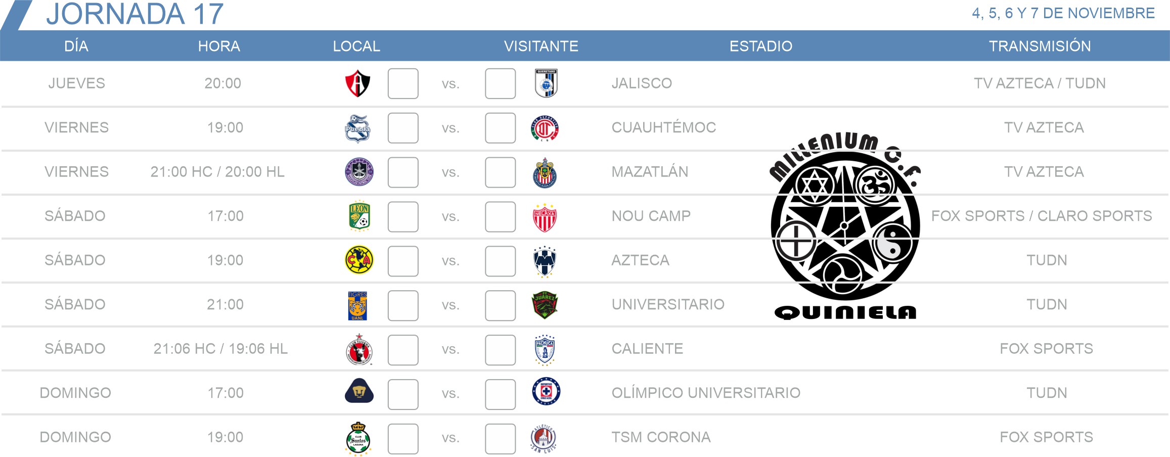 Quiniela Rioverde: TORNEO "GritaMexico" APERTURA 2021 LIGA MX BANCOMER