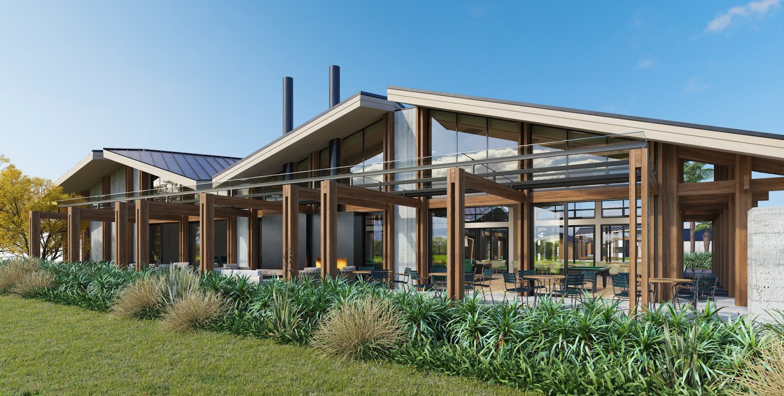 ARCHITECTURAL VISUALIZATION: BOTANIC : POOL HOUSE + CLUB HOUSE