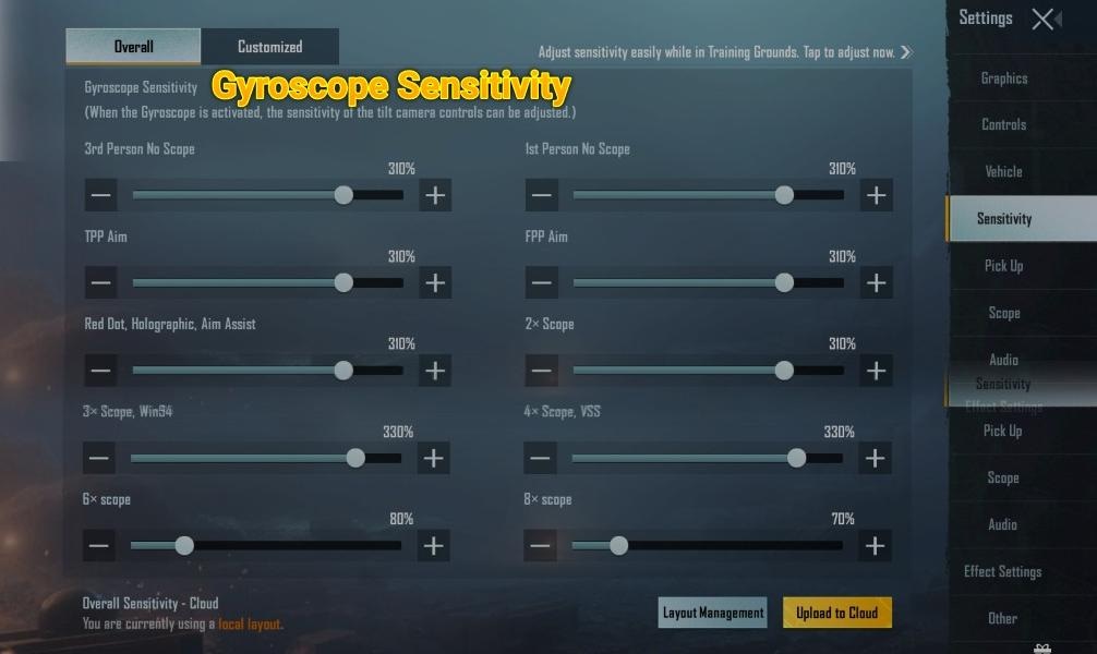 Best Gyro Sensitivity Settings For BGMI + No Recoil Code, Set Gyro Sensitivity in BGMI