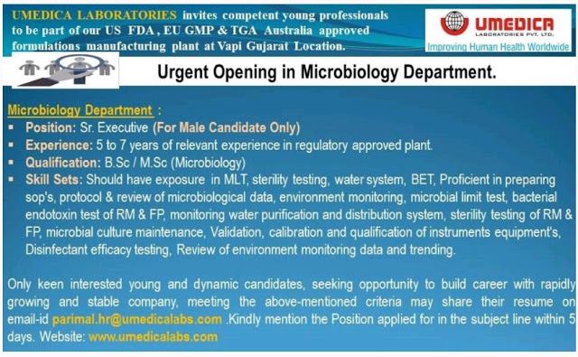 UDYOG ADDA: Umedica Laboratories Pvt. Ltd @ Urgent Openings in ...