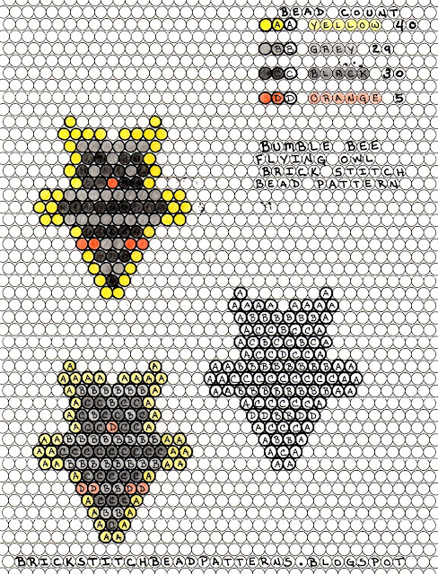 Brick Stitch Bead Patterns Journal: Bumble Bee Flying Owl Brick Stitch ...