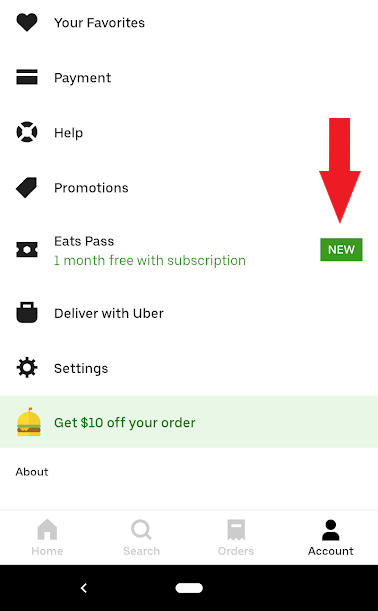 Uber Eats offering one free month of Eats Pass - free delivery