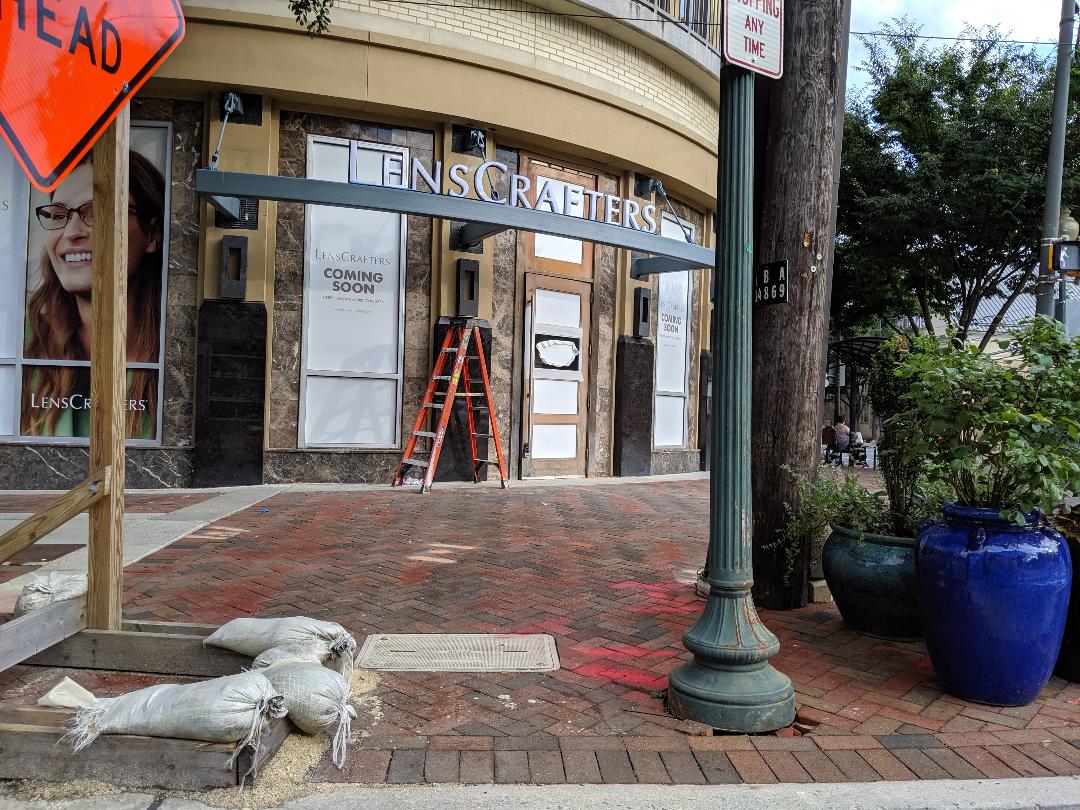 Robert Dyer @ Bethesda Row: Sign installed at LensCrafters at Bethesda Row