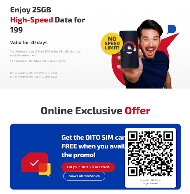 DITO 25GB High-Speed Data Promo: 30 days Unli SMS and Calls for P199