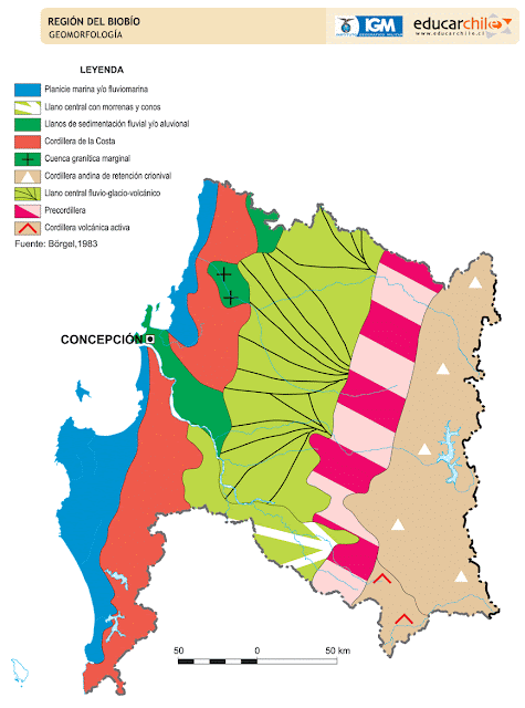 Vlll Región del BioBío: Mapa físico y político de la región del Bío Bío