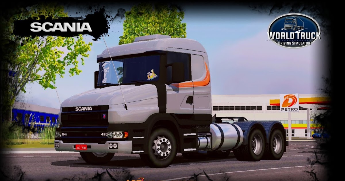 SCANIA T124 - CINZA COM FAIXAS LARANJA