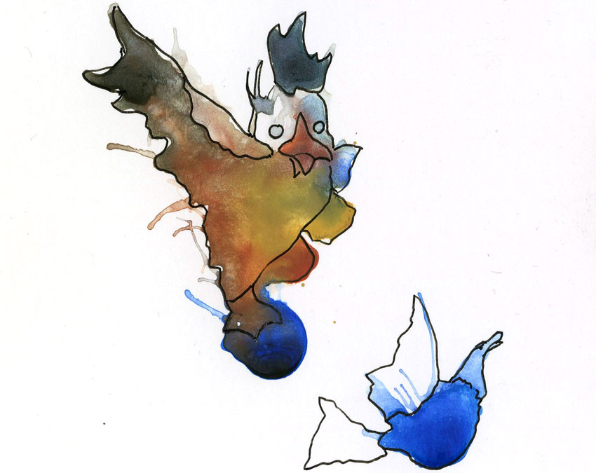 365 Projects: Watercolor Blob Monsters Drawings Day 4 Creatures