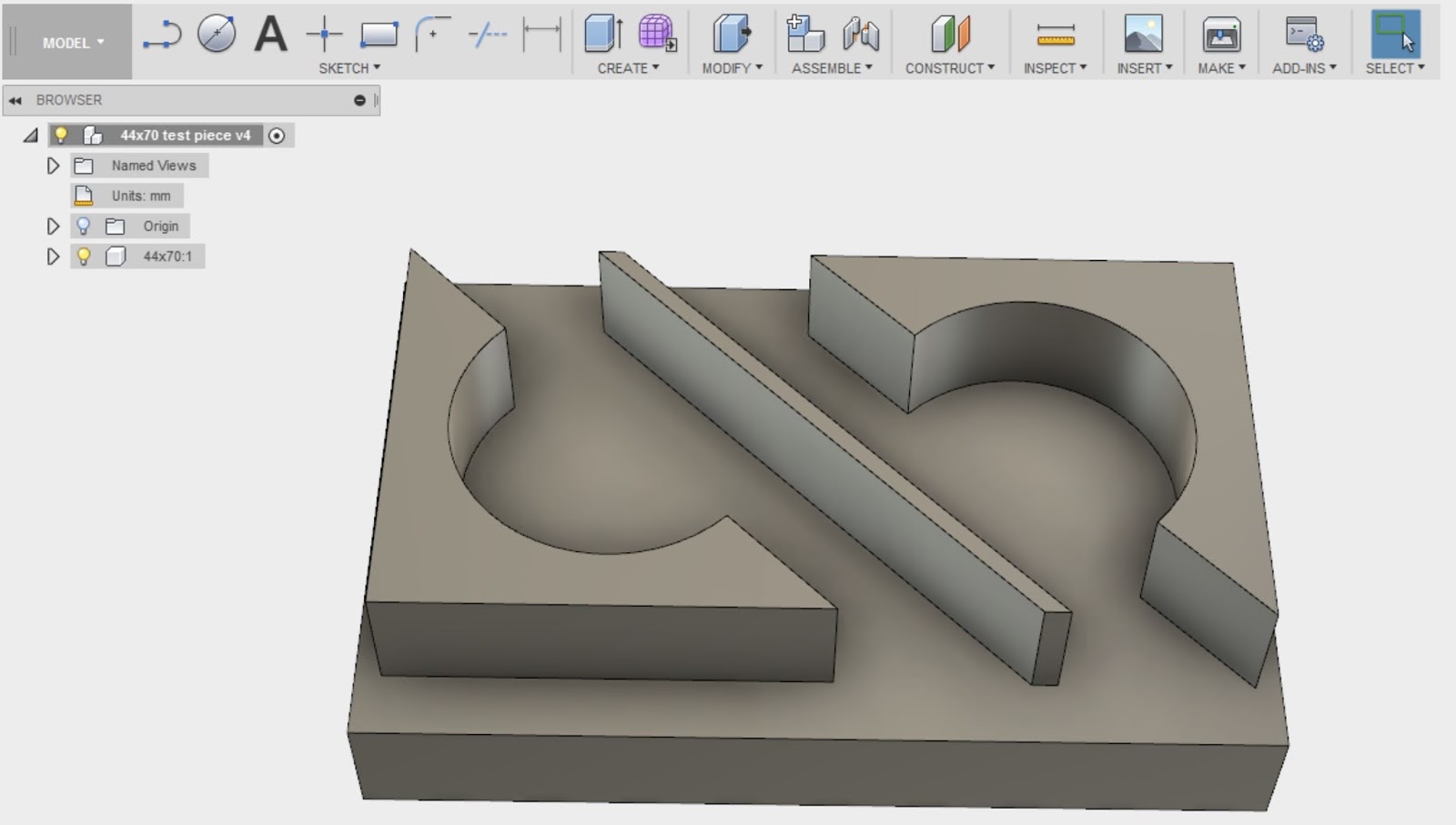 The Mighty Shiz: CAD model for test piece, CAM toolpath and.....first cut!