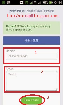 Aplikasi SMS Gratis ke Semua Operator di HP Android - Eko Sipil