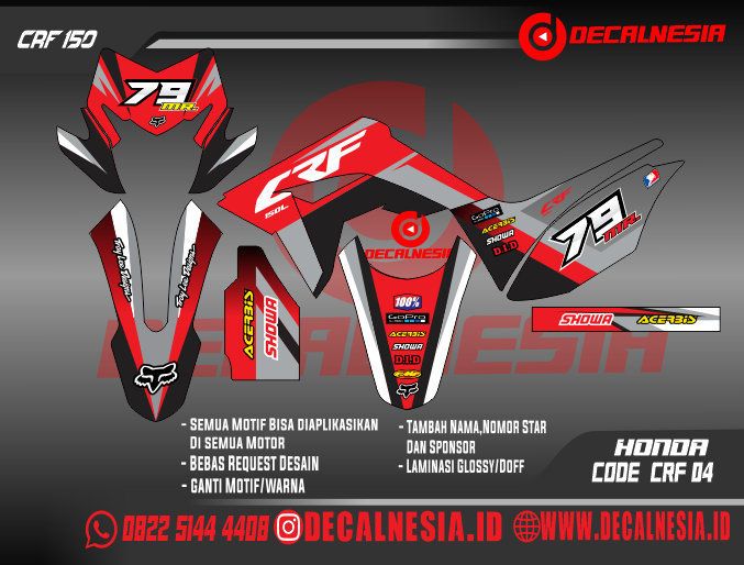 Decal CRF 150 L Merah /Sticker CRF 150 L Modif - Decalnesia