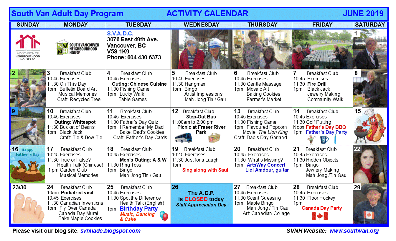 South Vancouver and Beulah Gardens Adult Day Programs: May 2019