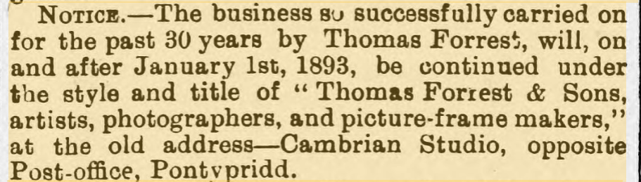 Anthony Rhys: 'Perseverance' the Story of Thomas Forrest, Pontypridd ...