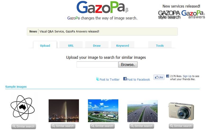 Living Online: Similar Image Search With Gazopa