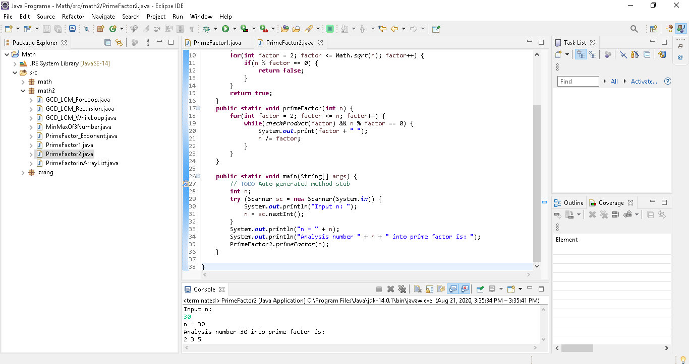 Prime Factor In Java (Warning This Is not "Simple") 😂😂😂