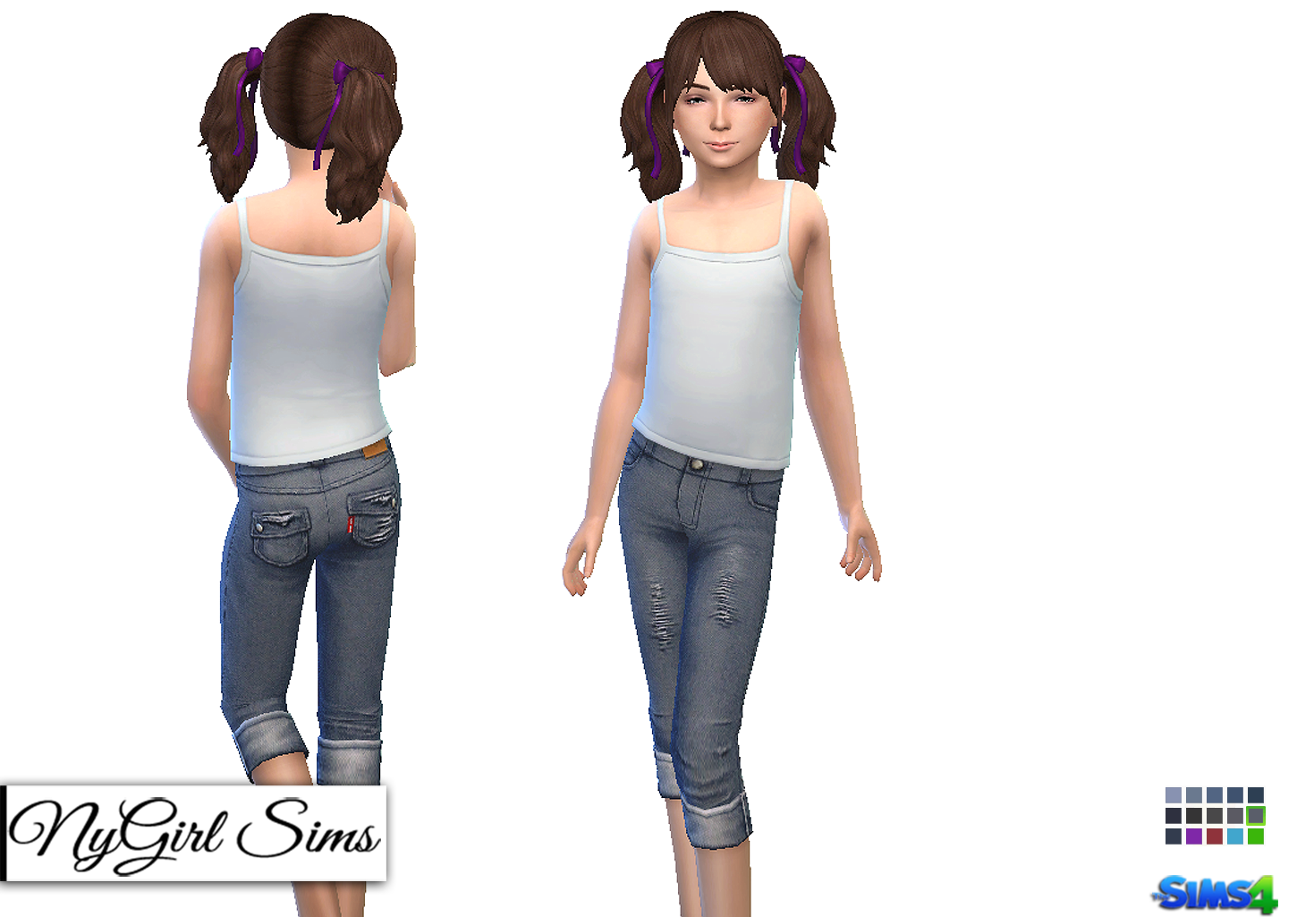 NyGirl Sims 4: Distressed Denim Capri
