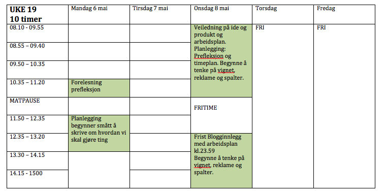 VegardFotland1MFB2012: Periodeplan og Prefleksjon
