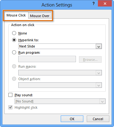 Inserting action buttons