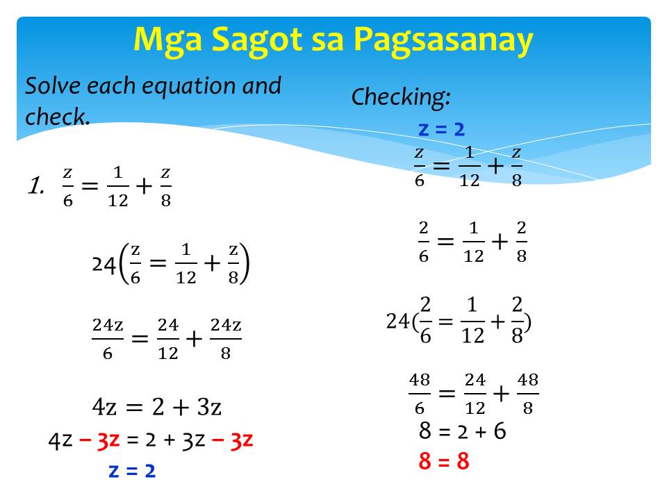 Mathematics Tutorial in Filipino: Lesson 2 - Linear Equations in One ...