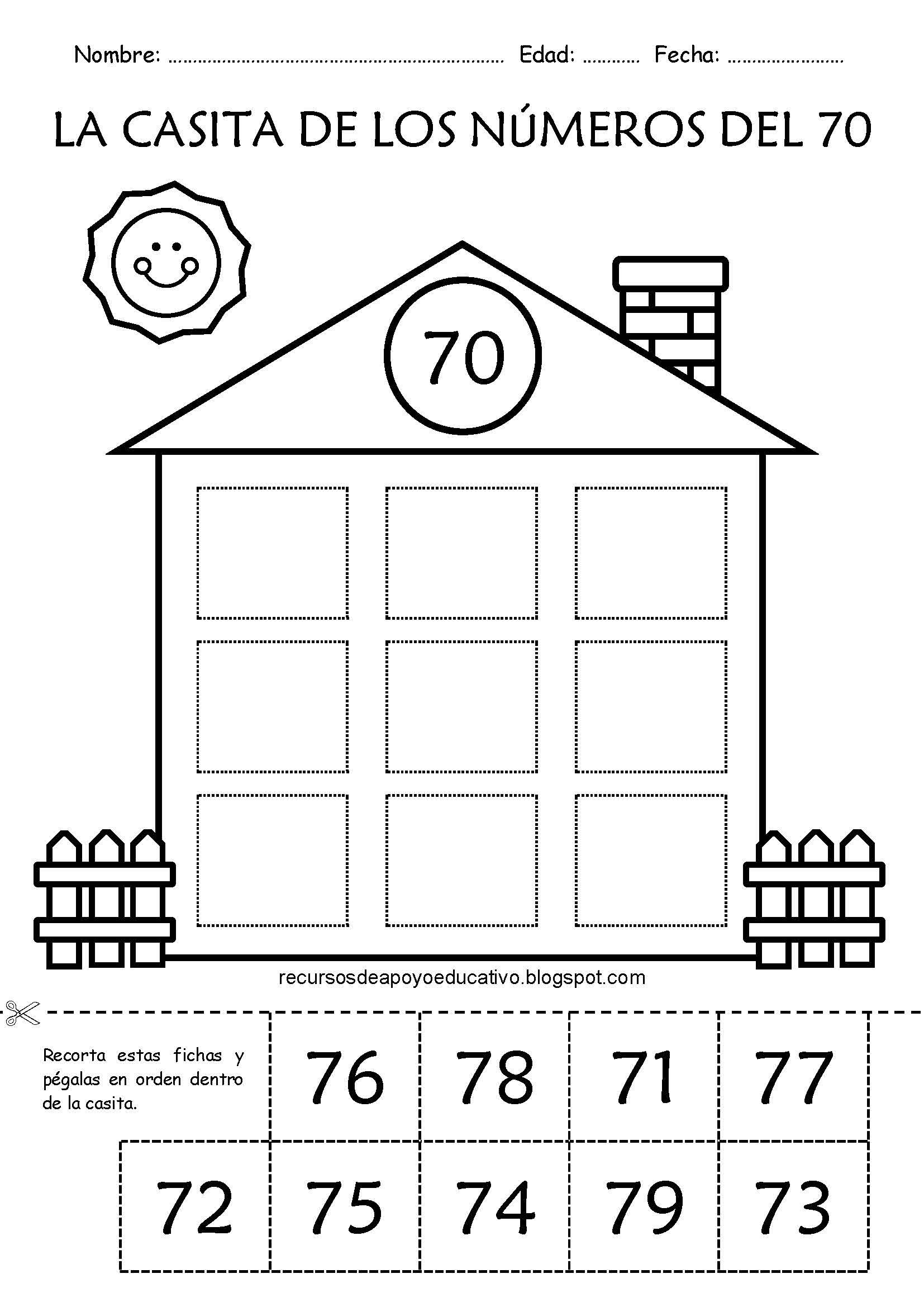 RECURSOS DE APOYO EDUCATIVO: Casitas de familias de números del 1 al ...