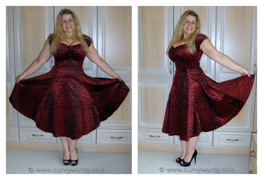 Collectif Dolores Doll Leo Red Velvet Dress - Curvy Wordy