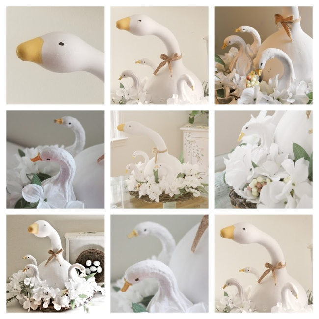 Whimsical Goose Centerpiece from Gourds - Crafts a la mode