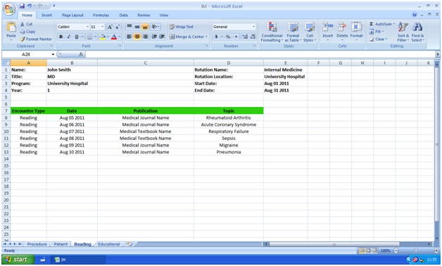 MyPatientLogs: MyPatientLogs Sample Log Spreadsheet