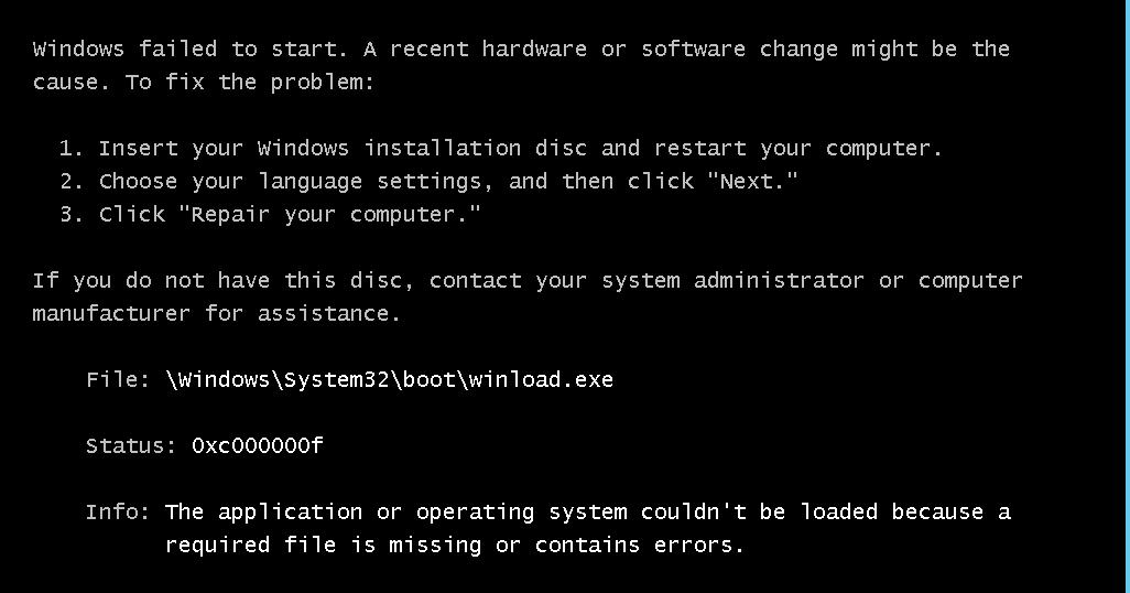Random Computer Stuff Wds Capture Windows Failed To Start 0xc000000f