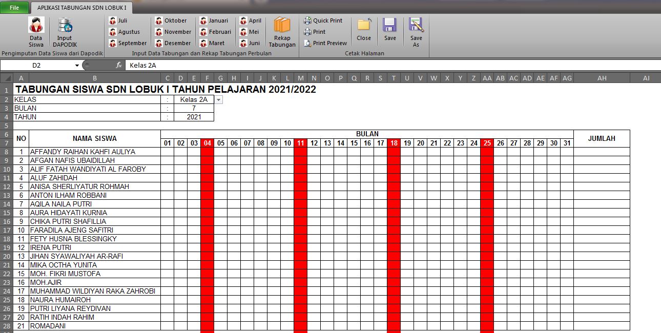 Warung Belajar Excel: APLIKASI TABUNGAN SEDERHANA