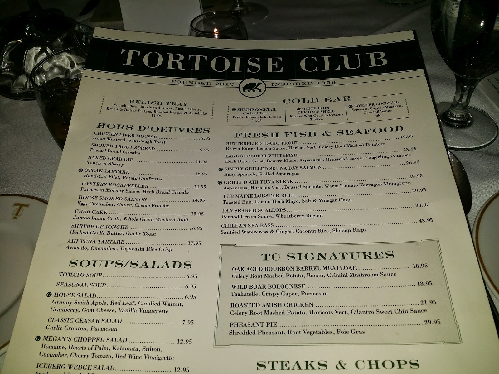 Food Bills - Everyman's Guide to eating out in Chicago: Tortoise Club