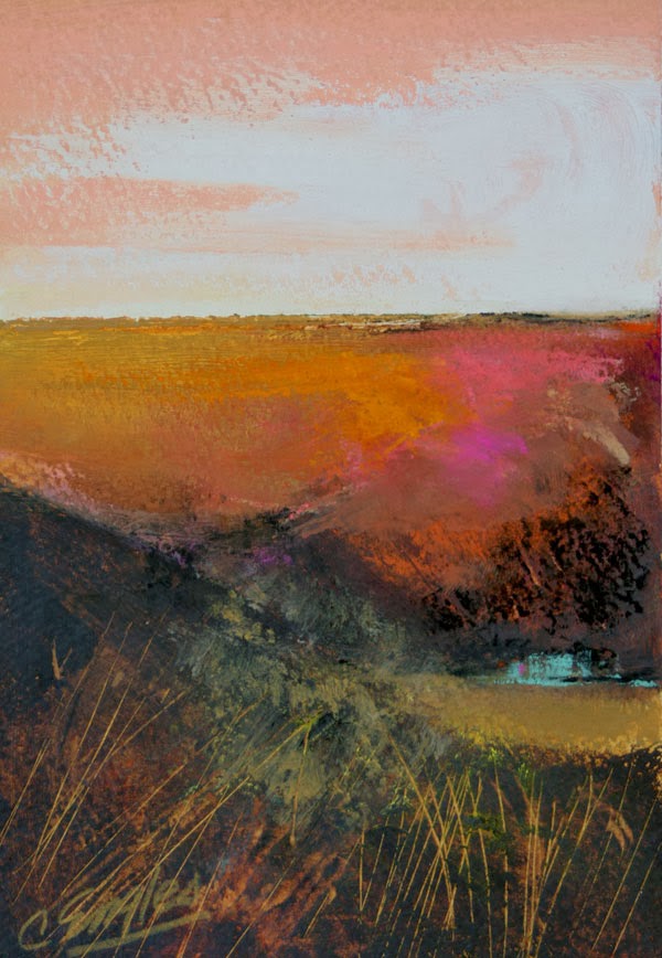 Carol Engles Art: Orange and Coral Field, abstract landscape by Carol ...