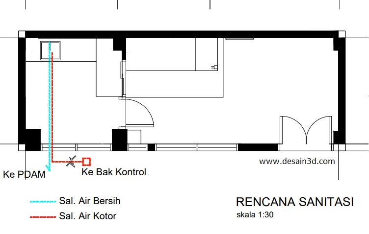 Contoh gambar rencana sanitasi saluran air kotor ke bak kontrol air ...
