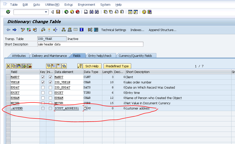 SAP TECH: Appending Structure to the Customized Table /Standard Table