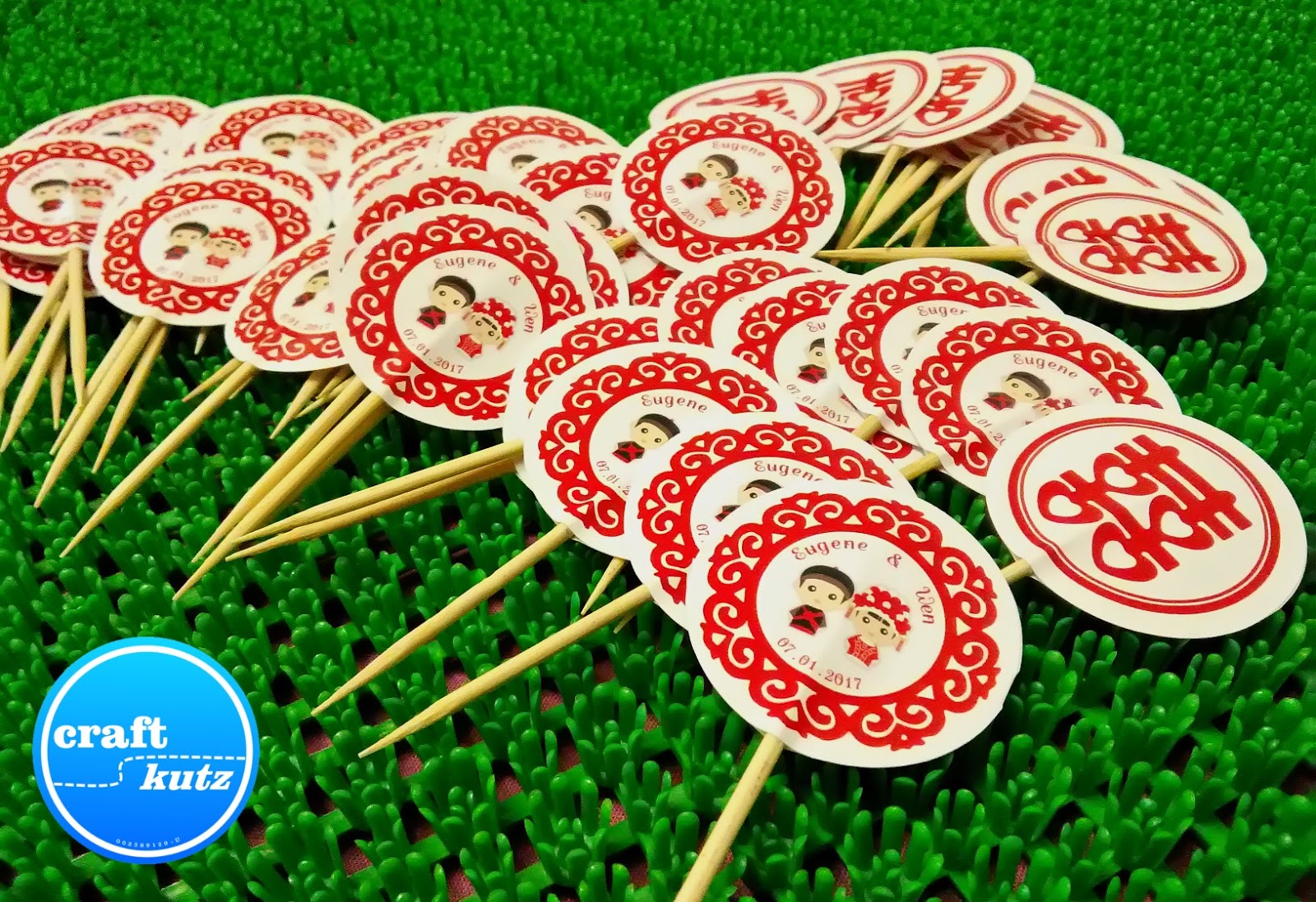 Chinese Wedding Design Cupcake Topper. ~ Craft Kutz