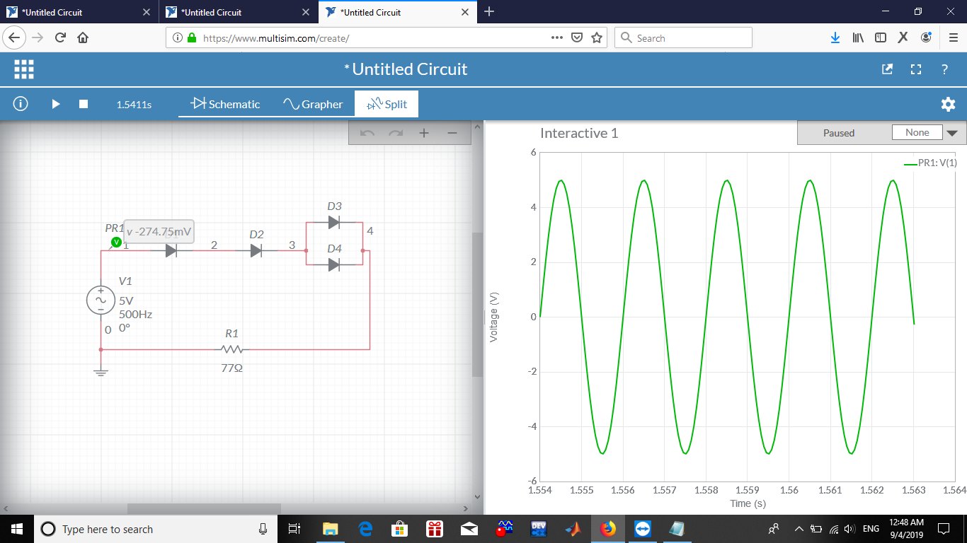 Simulator Rangkaian Penyearah Dioda Dengan Multisim