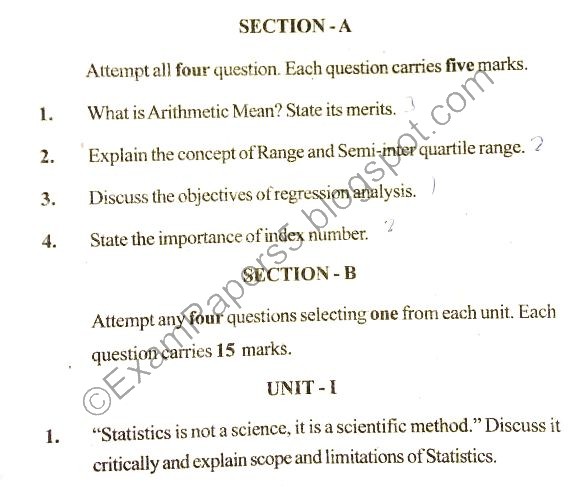 B.Com. Semester-5th Business Statistics Previous Year Old Question ...