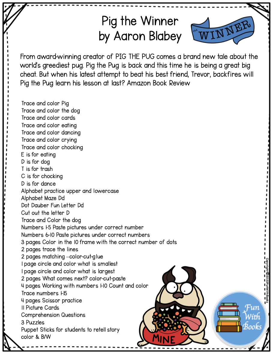 PIG THE WINNER BOOK UNIT AND CRAFT ~ Book Units by Lynn