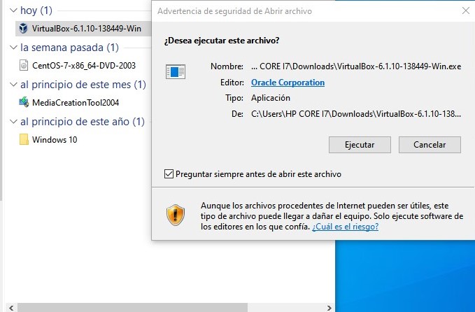 APLICACIÓN DE SISTEMAS OPERATIVOS: Instalación de VirtualBox en Windows 10